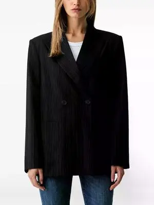 VICOLO Pinstripe Double-breasted Blazer - Black