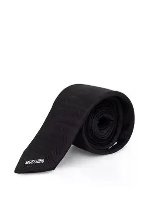 Moschino Teddy Bear Logo-embroidered Tie Black