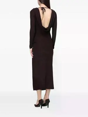 HANITA Glitter-effect Ruched Midi Dress