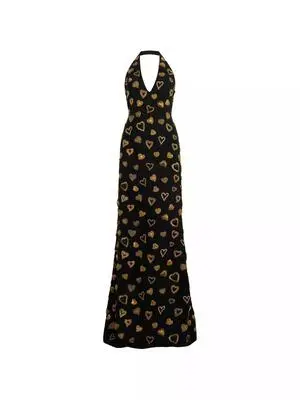 Moschino Heart-embroidered Halterneck Maxi Dress