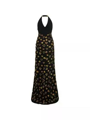 Moschino Heart-embroidered Halterneck Maxi Dress