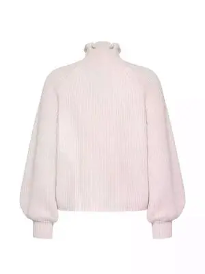 Max Mara Ruffled-trim Ribbed-knit Sweater