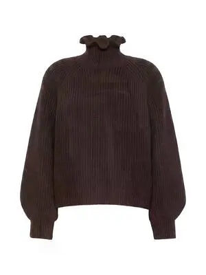 Max Mara Ruffled High-neck Sweater - Brown