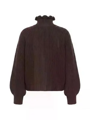 Max Mara Ruffled High-neck Sweater - Brown