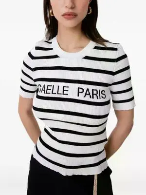 GAELLE PARIS Striped Logo-detail Top