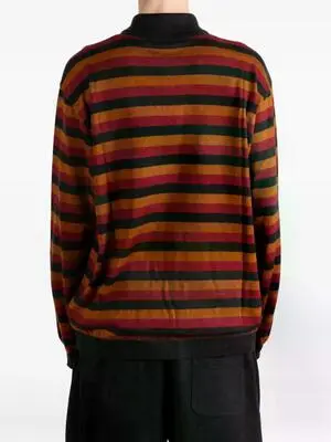 VOWELS Striped Long-sleeve Polo Shirt
