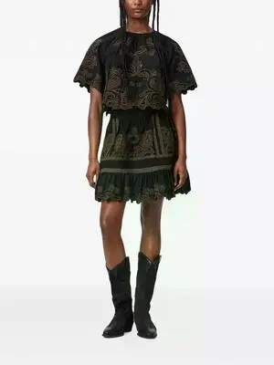 ALLSAINTS Embroidered Scalloped-edge Blouse - Black