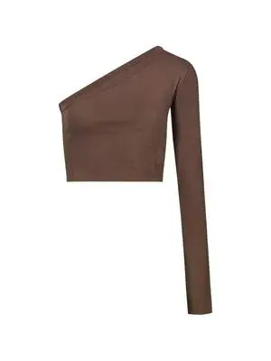 Rick Owens One-shoulder Cropped T-shirt - Brown