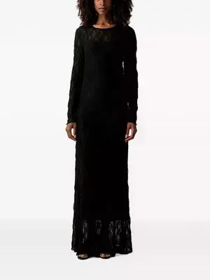 TWINSET Floral-lace Long-sleeve Dress - Black