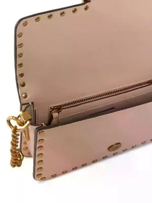 Pinko Baby Love Bag One Slouchy Crossbody Bag In Leather With Studs - Pink