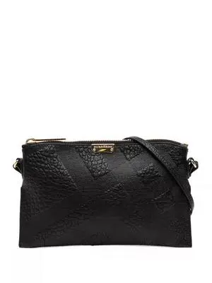 Burberry 2012-2026 Small Grain Check Embossed Leather Chichester Crossbody Bag - Black