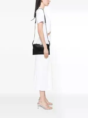 Burberry 2012-2026 Small Grain Check Embossed Leather Chichester Crossbody Bag - Black