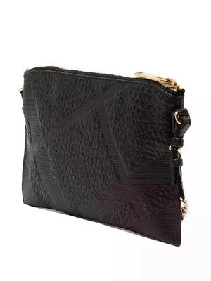 Burberry 2012-2026 Small Grain Check Embossed Leather Chichester Crossbody Bag - Black