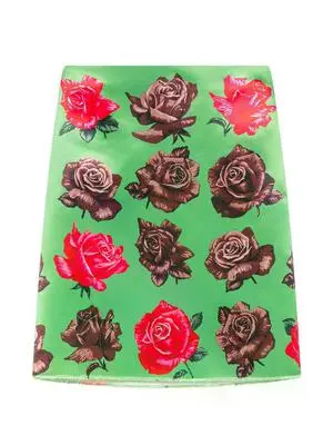 MSGM Rose-print Mini Skirt - Green