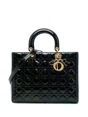 Dior 2014 Large Patent Cannage Lady Satchel - Black