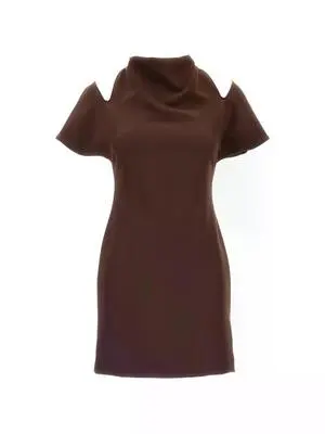 Federica Tosi Cold-shoulder Cowl-neck Mini Dress - Brown