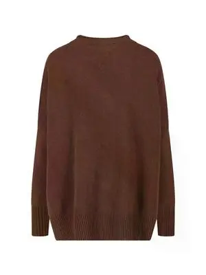 MA'RY'YA Patch-pocket Side-slit Sweater - Brown