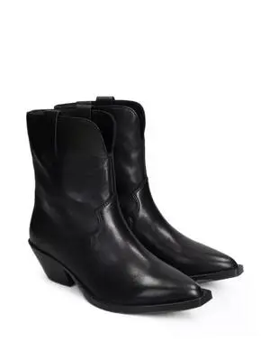 Ash Pointed-toe Leather Cowboy Boots - Black