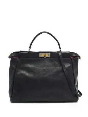 Fendi 2009 Peekaboo Leather Tote Bag - Black