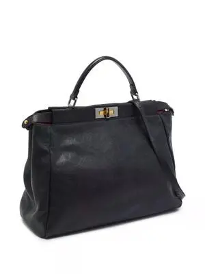 Fendi 2009 Peekaboo Leather Tote Bag - Black