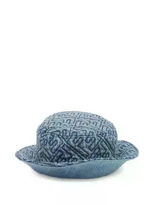 Fendi Ff-embroidered Quilted Bucket Hat - Blue