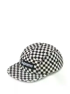 Supreme Checkerboard-print Chino-twill Baseball Cap - Black