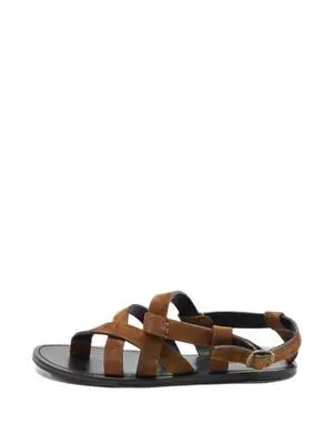 Saint Laurent Culver Suede Thong Sandals - Brown