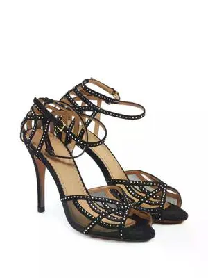 CHARLOTTE OLYMPIA Crystal-embellished Spider-web Sandals - Black