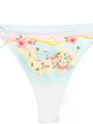 MC2 SAINT BARTH Graphic-print Side-tie Bikini Bottoms - Blue