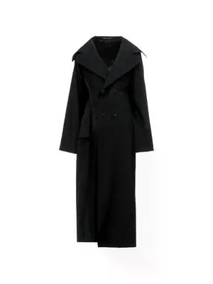 Yohji Yamamoto Double-breasted Layered-detail Coat