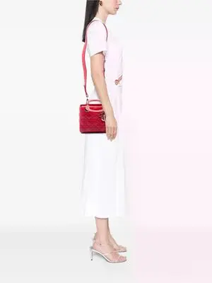 Dior 2017 Small Lambskin Cannage My Abcdior Lady Satchel - Red