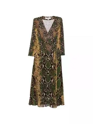 Diane Von Furstenberg Irina Snake-print Wrap Midi Dress - Neutrals
