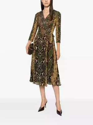 Diane Von Furstenberg Irina Snake-print Wrap Midi Dress - Neutrals