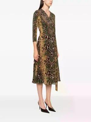 Diane Von Furstenberg Irina Snake-print Wrap Midi Dress - Neutrals