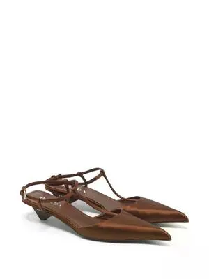 Prada Satin Ankle-strap Pumps - Brown