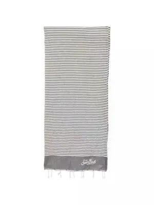 MC2 SAINT BARTH Striped Fringed Towel - Neutrals