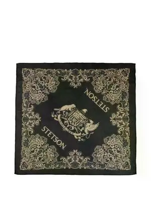 Stetson Logo-print Paisley-pattern Scarf - Black