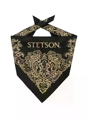 Stetson Logo-print Paisley-pattern Scarf - Black