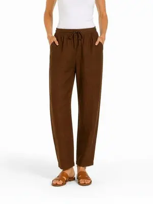 KETTLEWELL Tapered Linen Blend Trousers - Light Chocolate