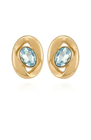 Guess Tone Aqua Stone Stud Earrings - Gold