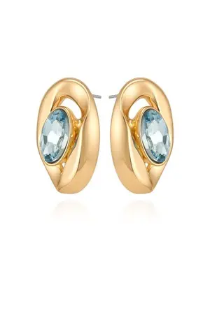 Guess Tone Aqua Stone Stud Earrings
