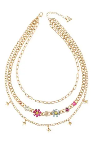 Guess Tone Layered Multi Stone Necklace Set