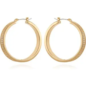 Guess Tone Crystal Hoop Earrings - Gold