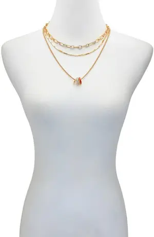 Guess Tone Layered Crystal Necklace