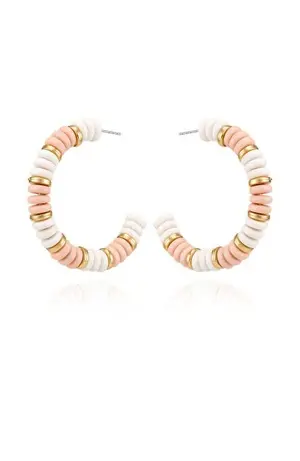 Guess Tone White & Pink Stone Hoop Earrings