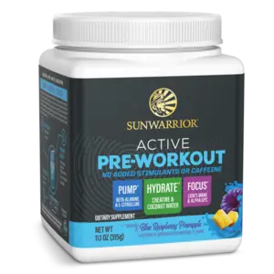 SUNWARRIOR Active Pre-workout Powder, Non Stim - Blue Raspberry Pineapple