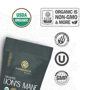 SUNWARRIOR Organic Be Well Lion's Mane Mushroom Powder