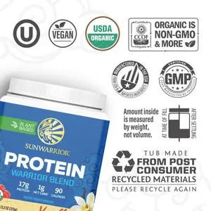 SUNWARRIOR Organic Warrior Blend Protein Powder, Vanilla