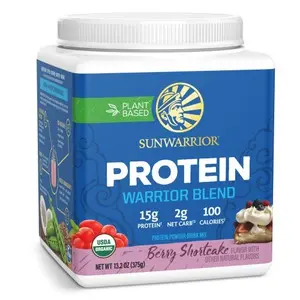 SUNWARRIOR Organic Warrior Blend Berry Shortcake Protein Powder Tub - 375g