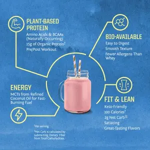 SUNWARRIOR Organic Warrior Blend Berry Shortcake Protein Powder Tub - 375g